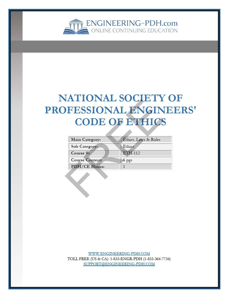 *FREE PDH* ETH-112 (1 Hrs) - NSPE Code of Engineering Ethics